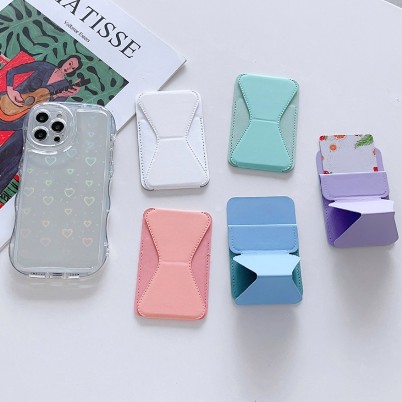 Mobile Phone Stand Universal Card Holder Self-adhesive Leather Back ...