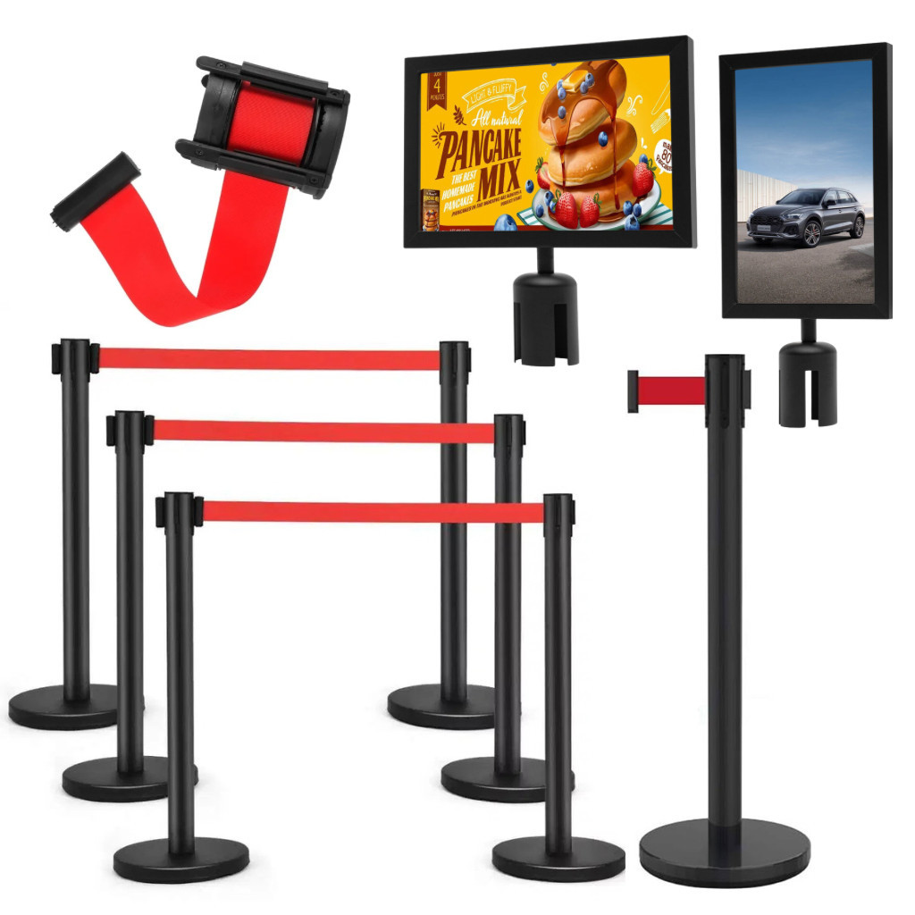 Premium Retractable Queue Pole Stand Stainless Steel Crowd Control ...
