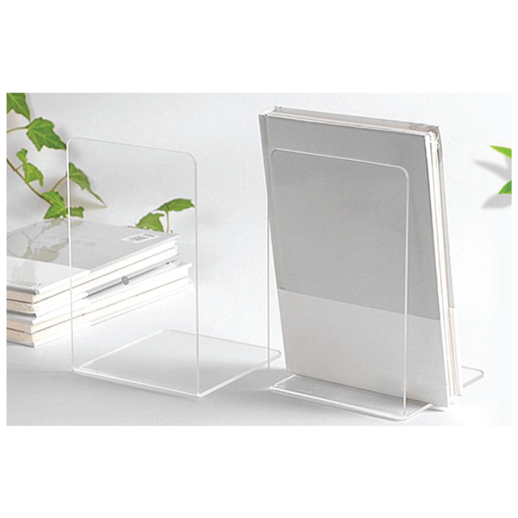 (2 pcs per set) Transparent bookends Acrylic L-shaped bookstand for ...