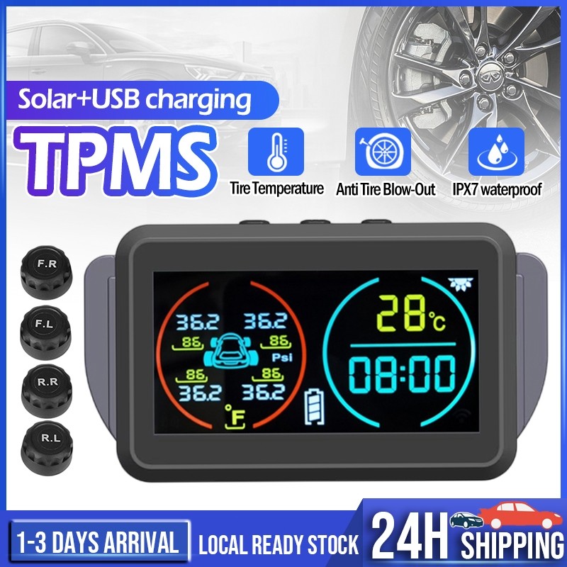 TPMS Tire Pressure Monitor Car Tyre Pressure Monitoring System Solar ...