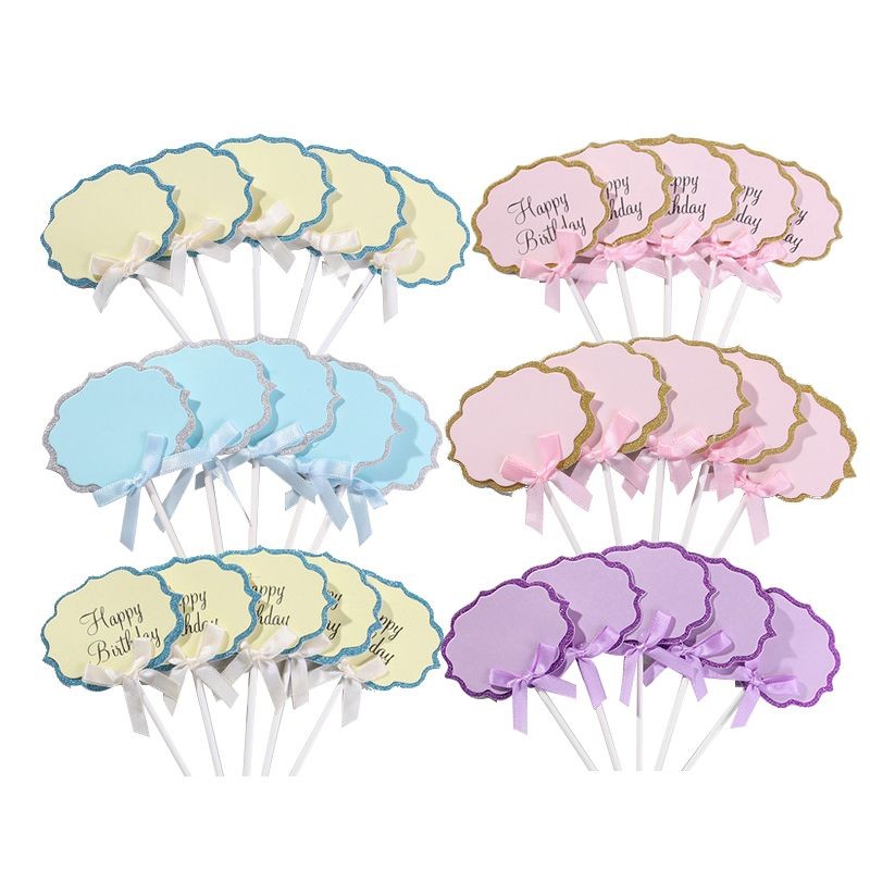 100 Pcs blank Writable bow cards Cake Decoration Plug-In Handwritten ...