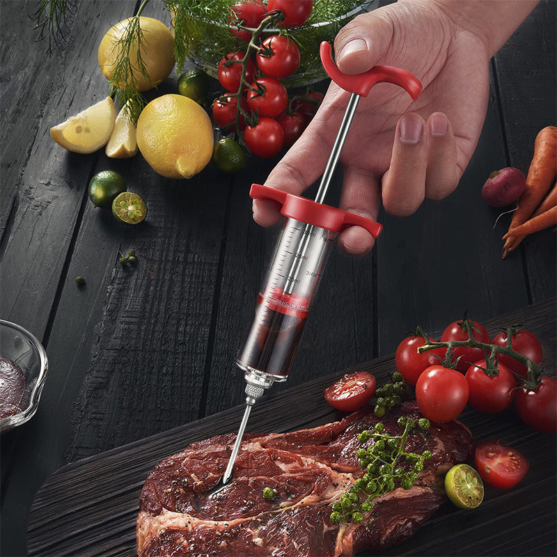 Meat Injector Syringe With 3 Marinade Injector Needles for BBQ Grill ...