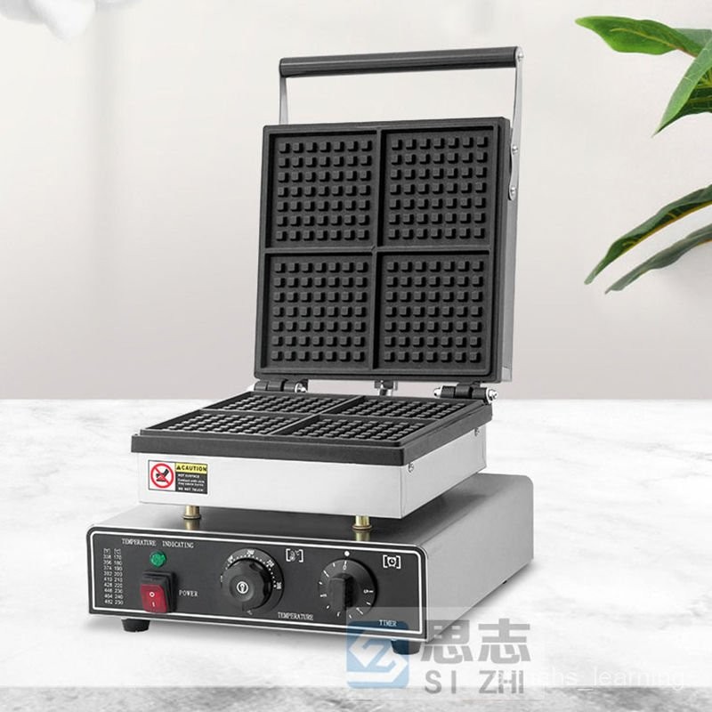 Waffle Machine Commercial Four-Grid Square Waffle Furnace Electric ...