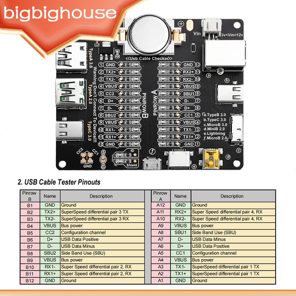 PCB USB Line Tester Small Size Portable Tool For Cable Testing USB Line ...