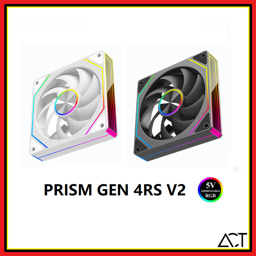 Prism 4RS V2 Black / White 5V ARGB 3Pin PWM 12CM Casing Fan Reverse ...