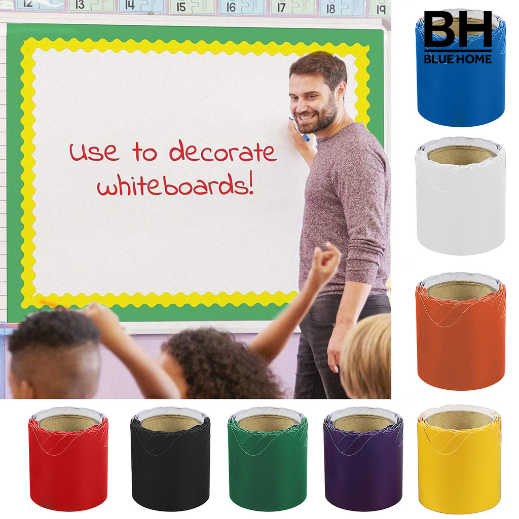 【BH】1 Roll Classroom Bulletin Board Border Stickers Colored Wavy Edge ...