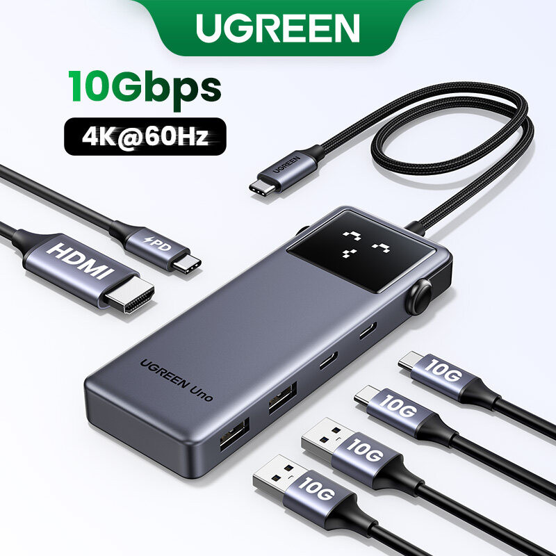 【4K 60Hz】UGREEN Uno 6-in-1 10Gbps USB C Multiport Adapter HUB HDMI for ...