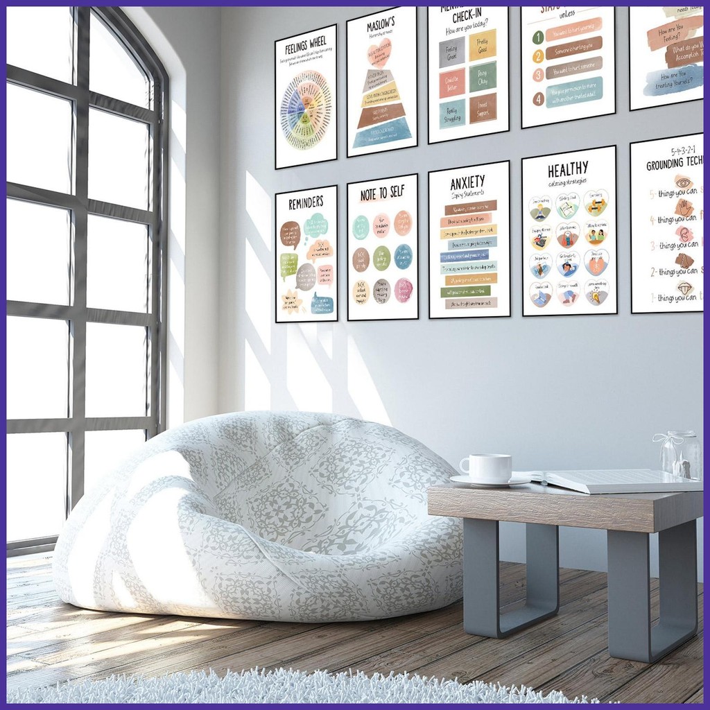 Mental Health Posters 12X Calm Tear-resistant Wall Charts Calm Down ...