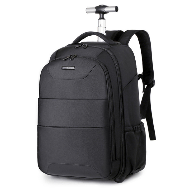 Men Travel Trolley Backpack with Wheels Large Capacity Wheeled Backpack Travel Bag Carry on ...