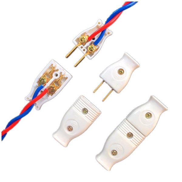 Pure Copper Two-Prong Plug Female Socket Male-Female Connector Power ...