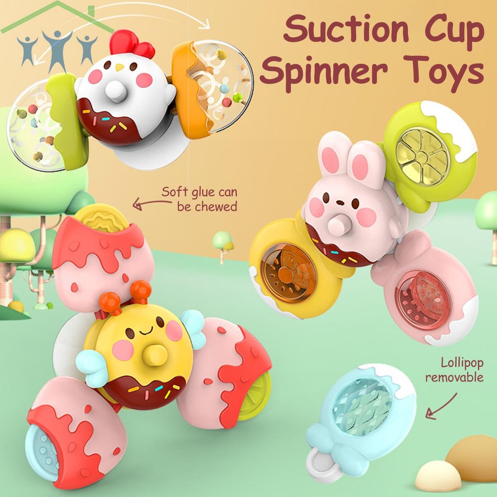 3pcs Suction Cup Spinner Toys Baby Spinner Toy Infant Sensory Toys Baby ...