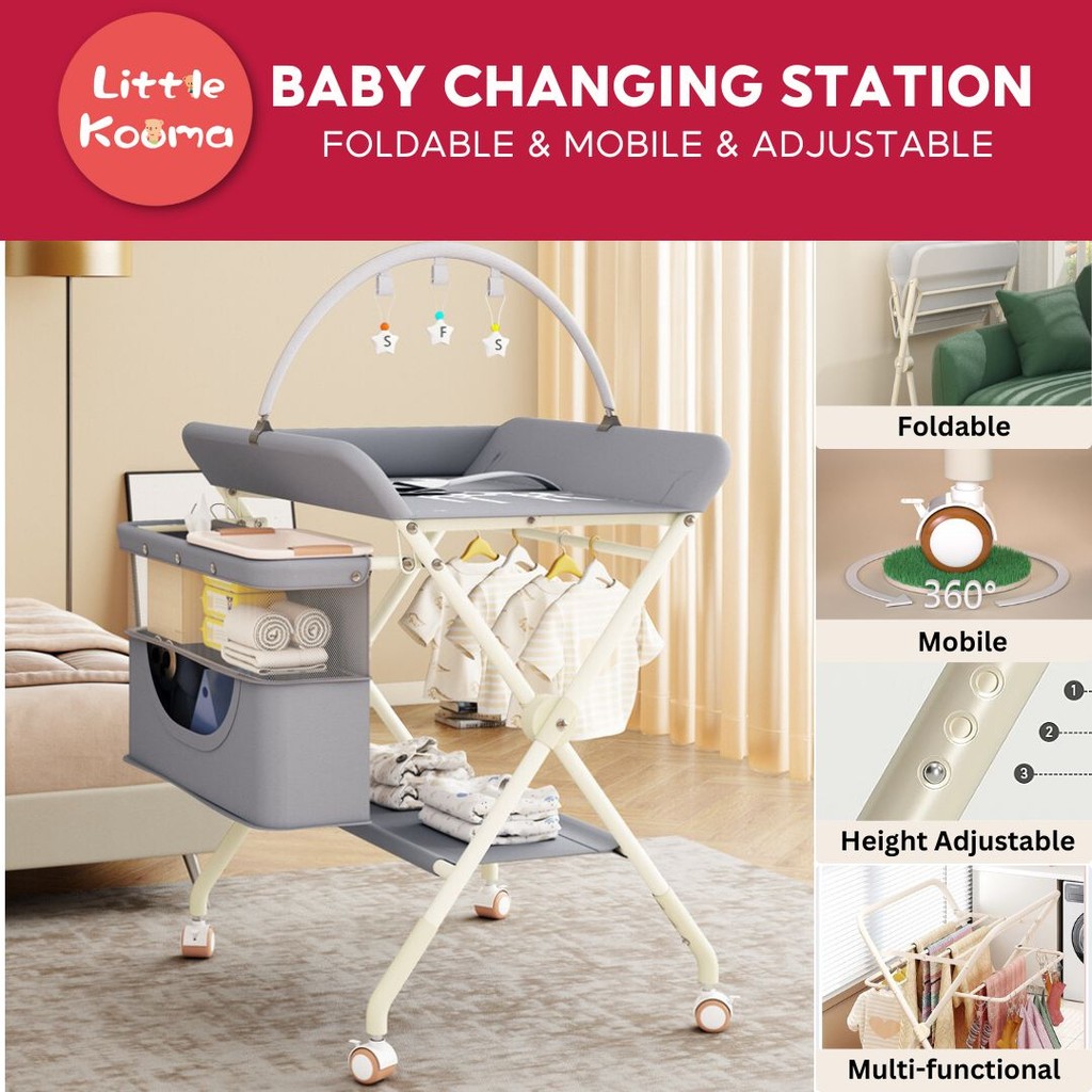 Mobile Foldable Multi-functional Baby Diaper Changing Station Table ...