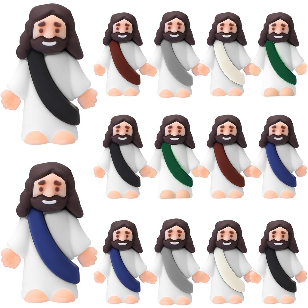 12 Pcs Little Jesus Figures Original Mini Jesus Figures Rubber Pocket ...