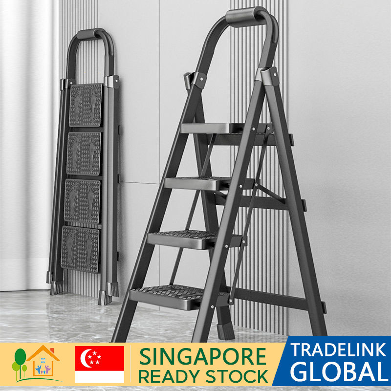 Foldable Ladder Step 3/4/5/6/7 Step Ladder 300kg Bearing Slim Ladder ...