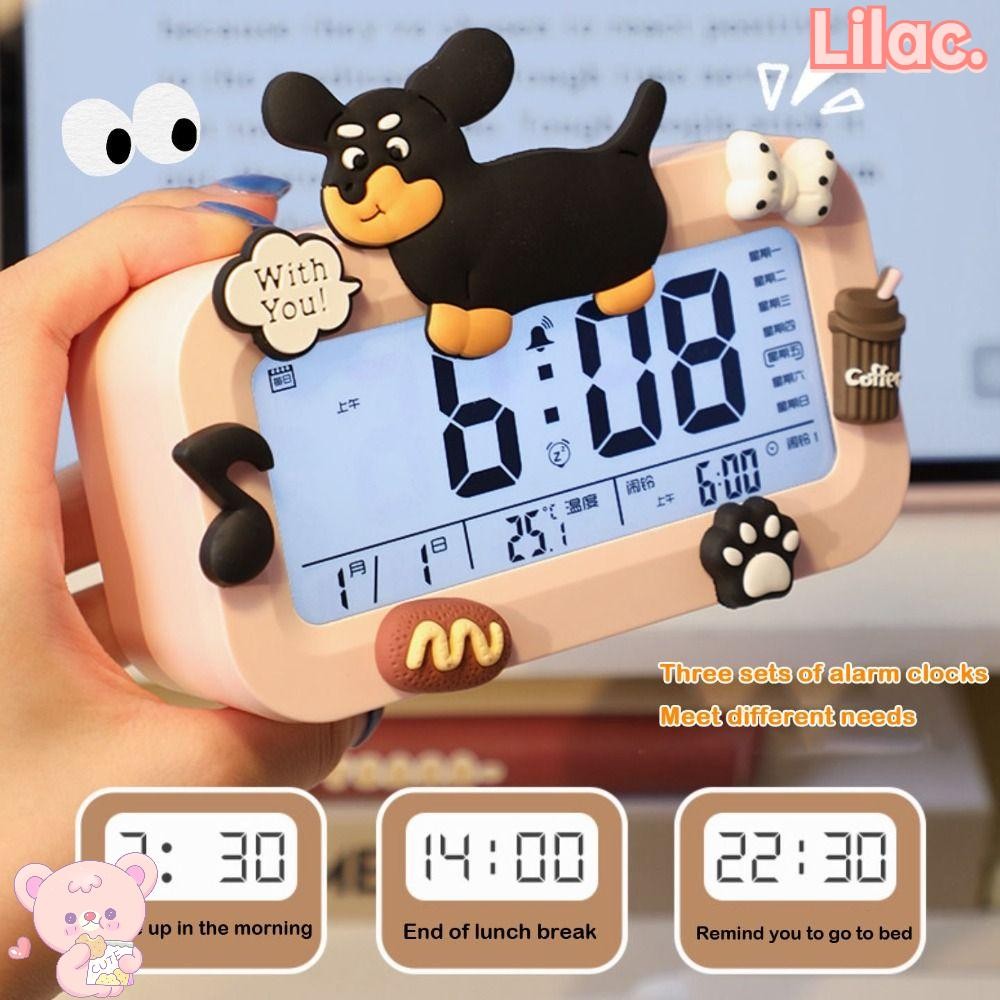 LILAC Mini Digital Clock, Display Temperature&Humidity Portable Alarm ...