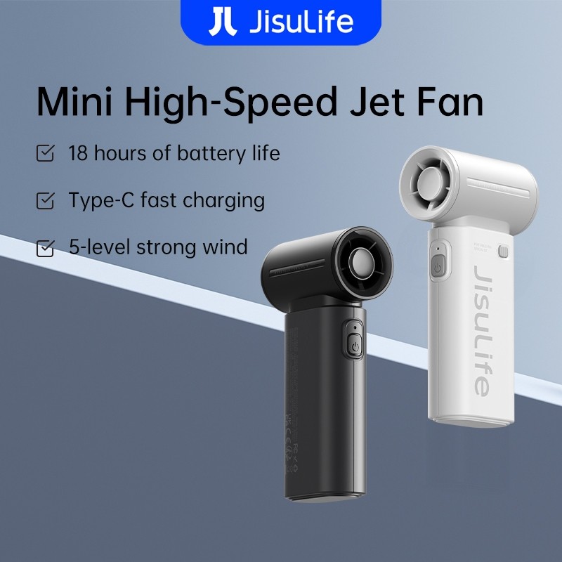 JISULIFE Portable Mini Jet Fan 5000 mAh 5 Speeds Strong Wind Cooling ...