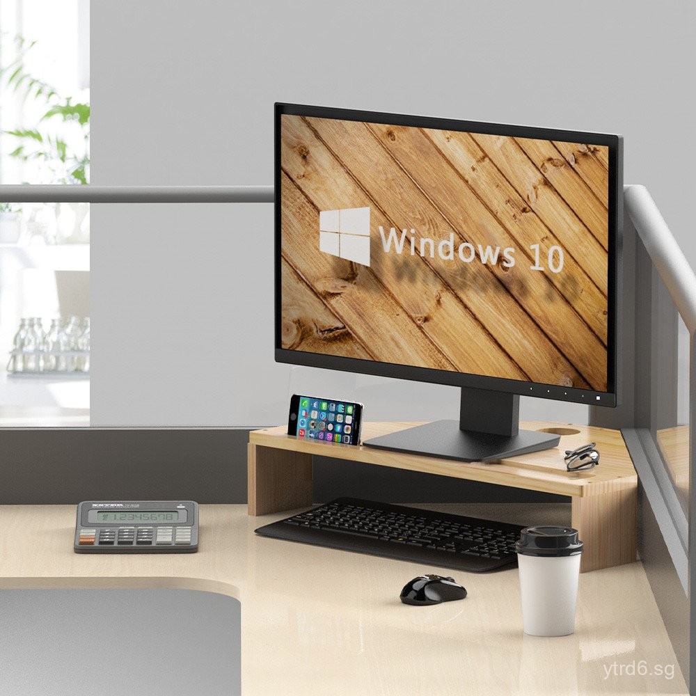 Solid Wood Desk Corner Computer Monitor Elevated Rack Neck Protection ...