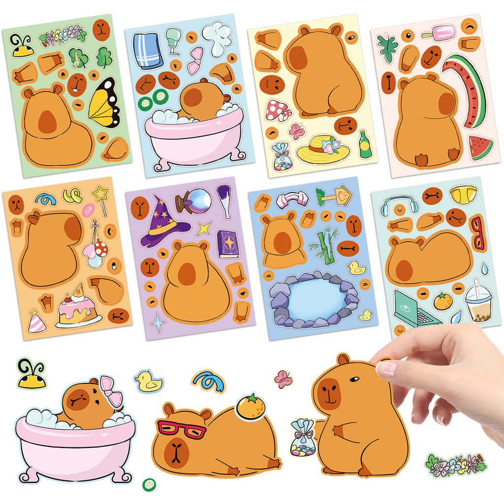 8 Sheets/set of Capybara Puzzle Stickers for Children DIY Capybara ...