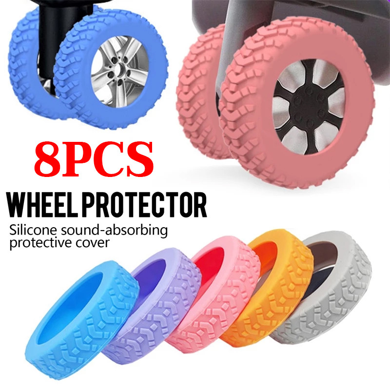 8PCS Thicken Texture Silicone Wheels Protector for Luggage Reduce Noise ...