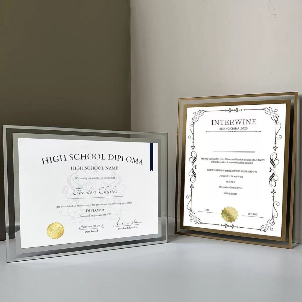 SG Stock 4R 5R 8R A5 A4 Crystal Glass Certificate Photo Frame Wedding ...