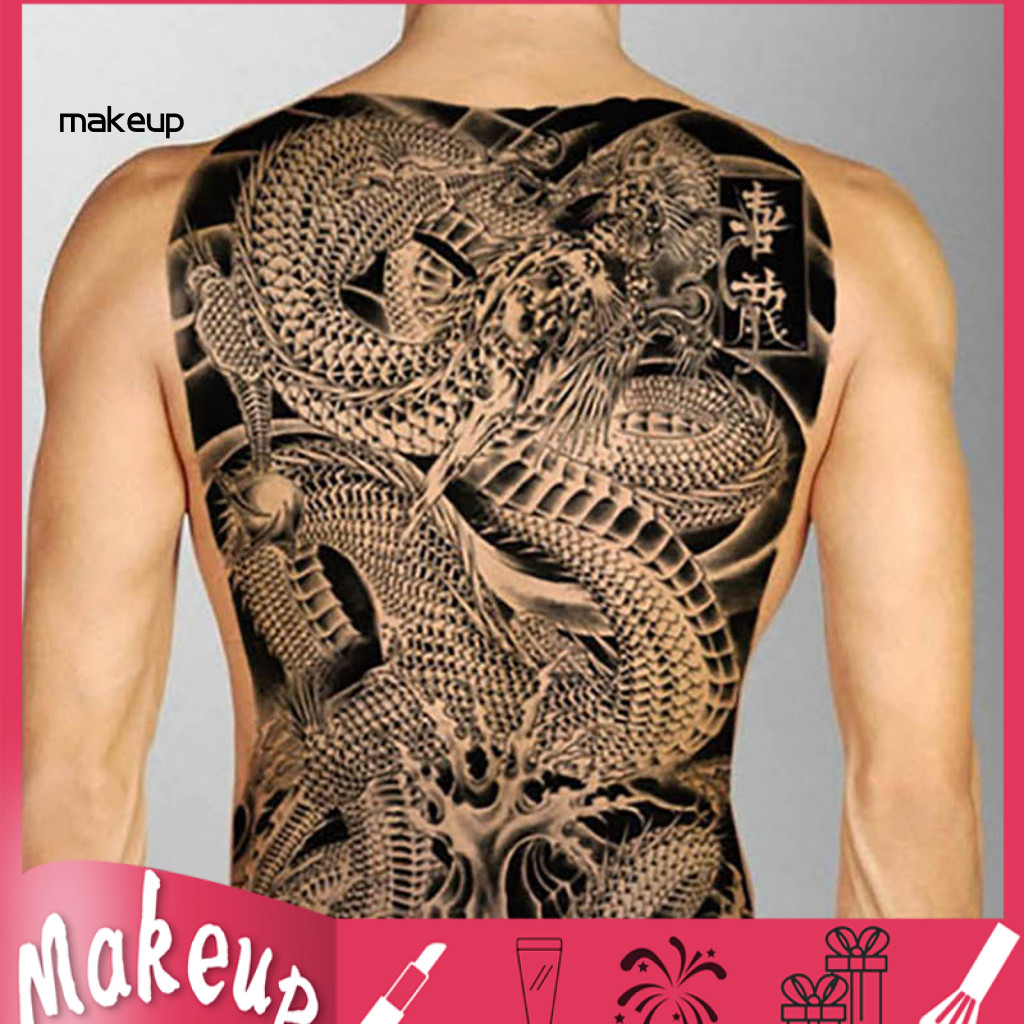 [Mk] 1 Pc Tattoo Sticker Waterproof Unisex Black Body Art Full Back ...