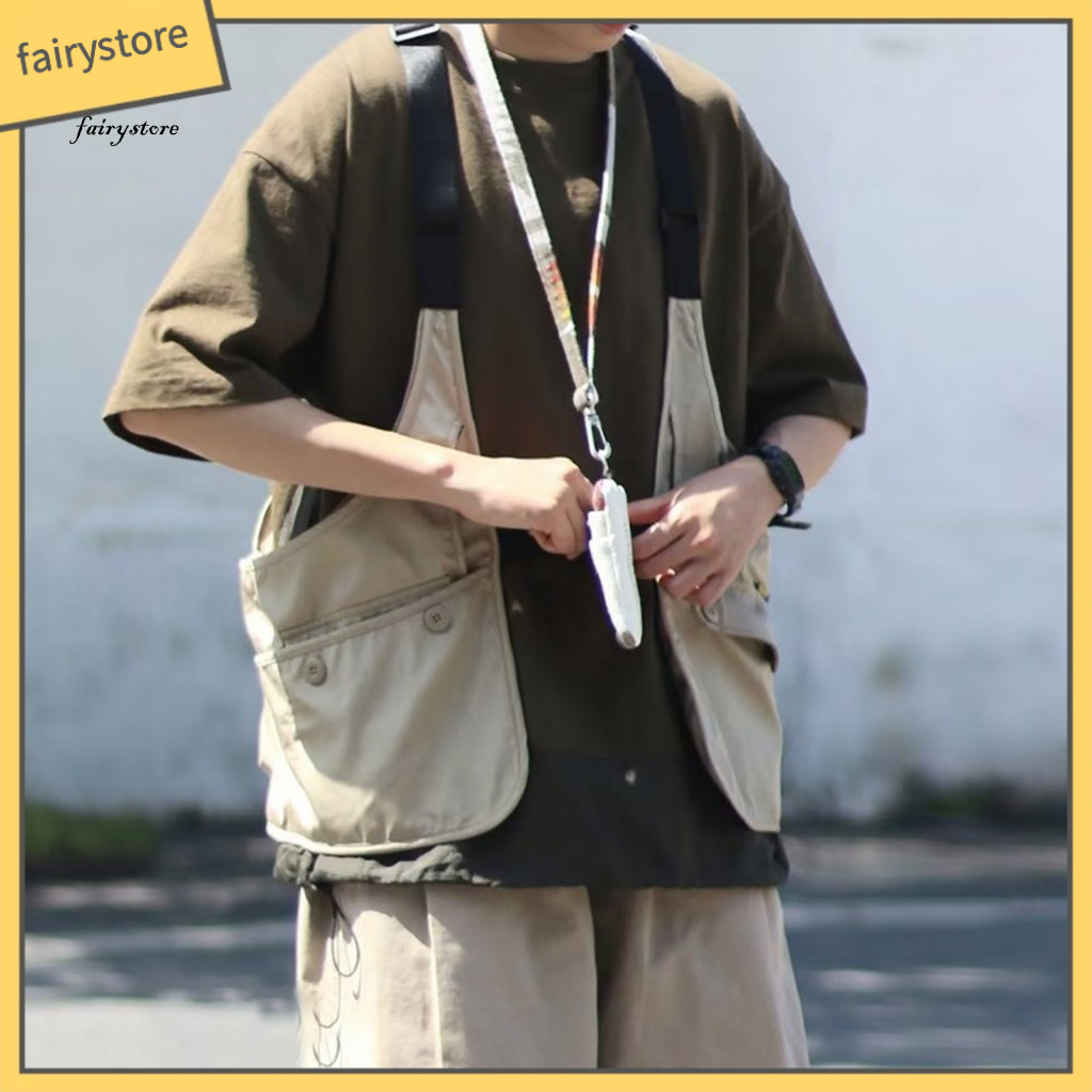 Fairystore| Solid Color Vest Streetwear Hip-hop Style Chest Bag Vest ...