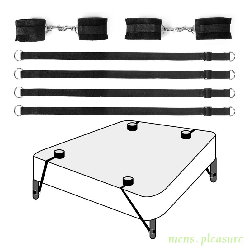 Four-Legged Ribbon Bed Straps Bondage Belt Short Velvet Handcuffs ...