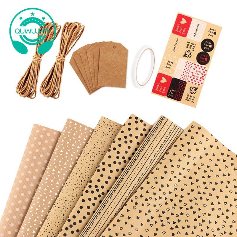 Kraft Gift Wrapping Paper,Birthday Wrapping Paper,6 Sheets Kraft Brown ...