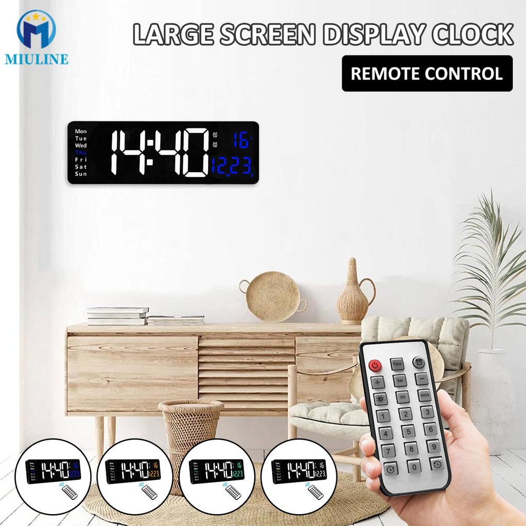 16Inch LED Digital Wall Clock with Remote Control Large Display Count Up and Down Timer 10-Level ...