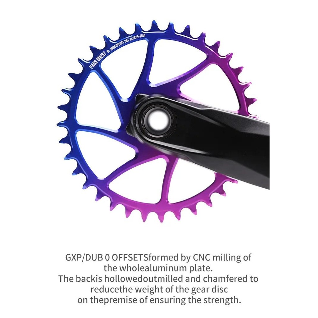 PASS QUEST GXP/DUB 0mm Offset Chainring Direct Mount 3 Bolt for SRAM NX ...