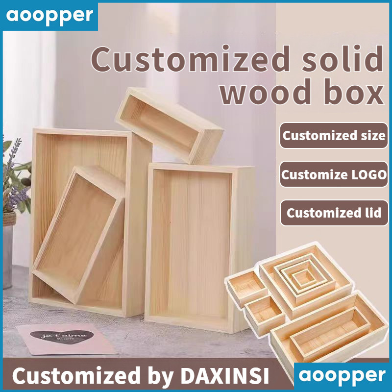 Customize Wooden Box Without Cover Solid Wood Storage Box Large Small ...