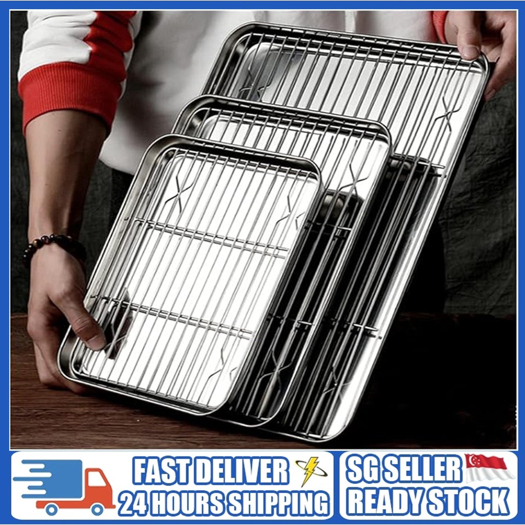 [SG Seller]Baking pan with rack set, easy to clean, dishwasher safe ...