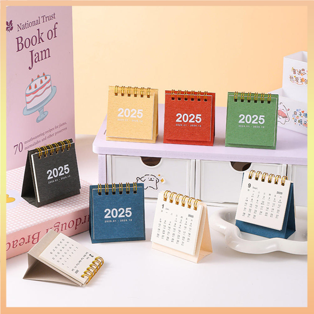 2025 English Solid Color Mini Desk Calendar Creative Office Decoration ...