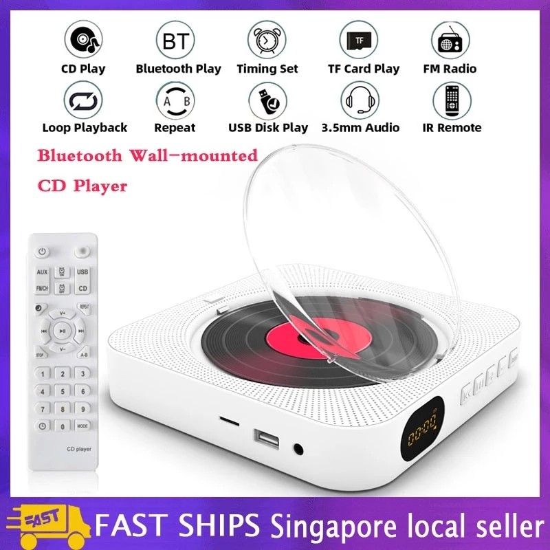 Portable CD Player Bluetooth Speaker Stereo CD Players LED Screen Wall ...