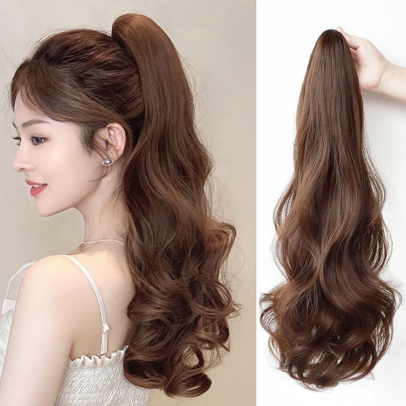 Ponytail Wig Female Imitation Full Real Hair Big Wave Curly Hair Clip ...