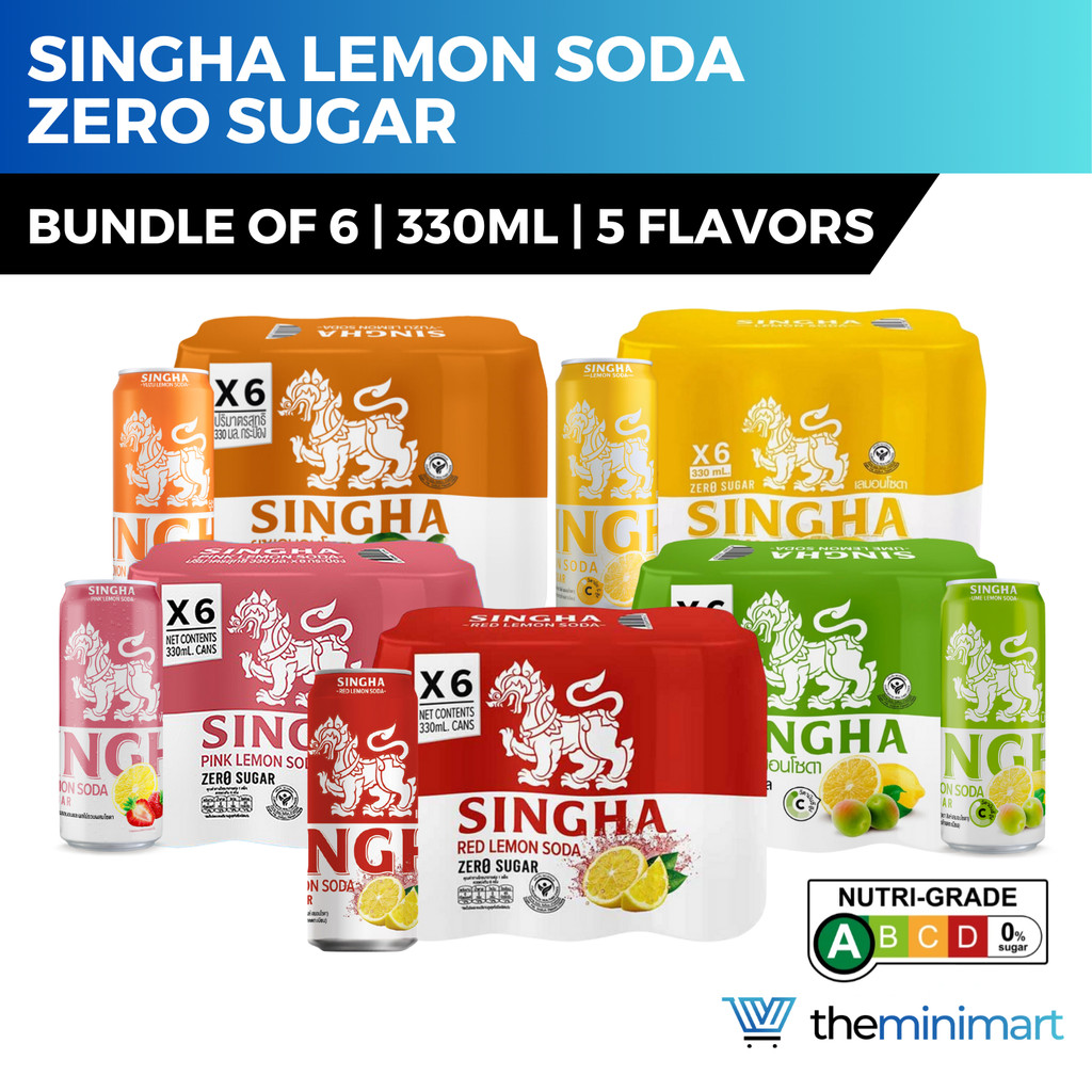 [Bundle of 6] Singha Lemon Soda 330ml - Zero Sugar, High Vitamin C ...
