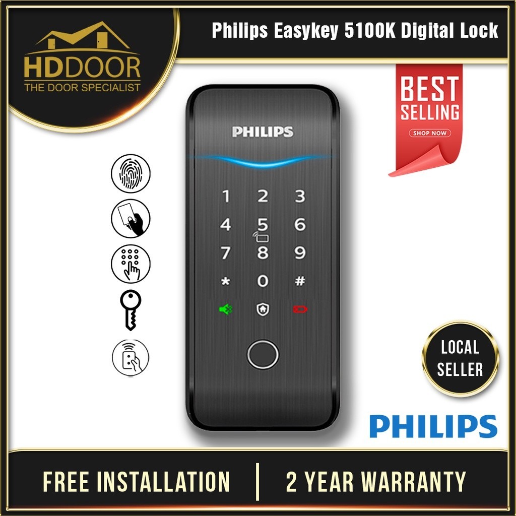 Philips EasyKey 5100K Digital Gate Lock | Fingerprint | RFID | Wifi ...