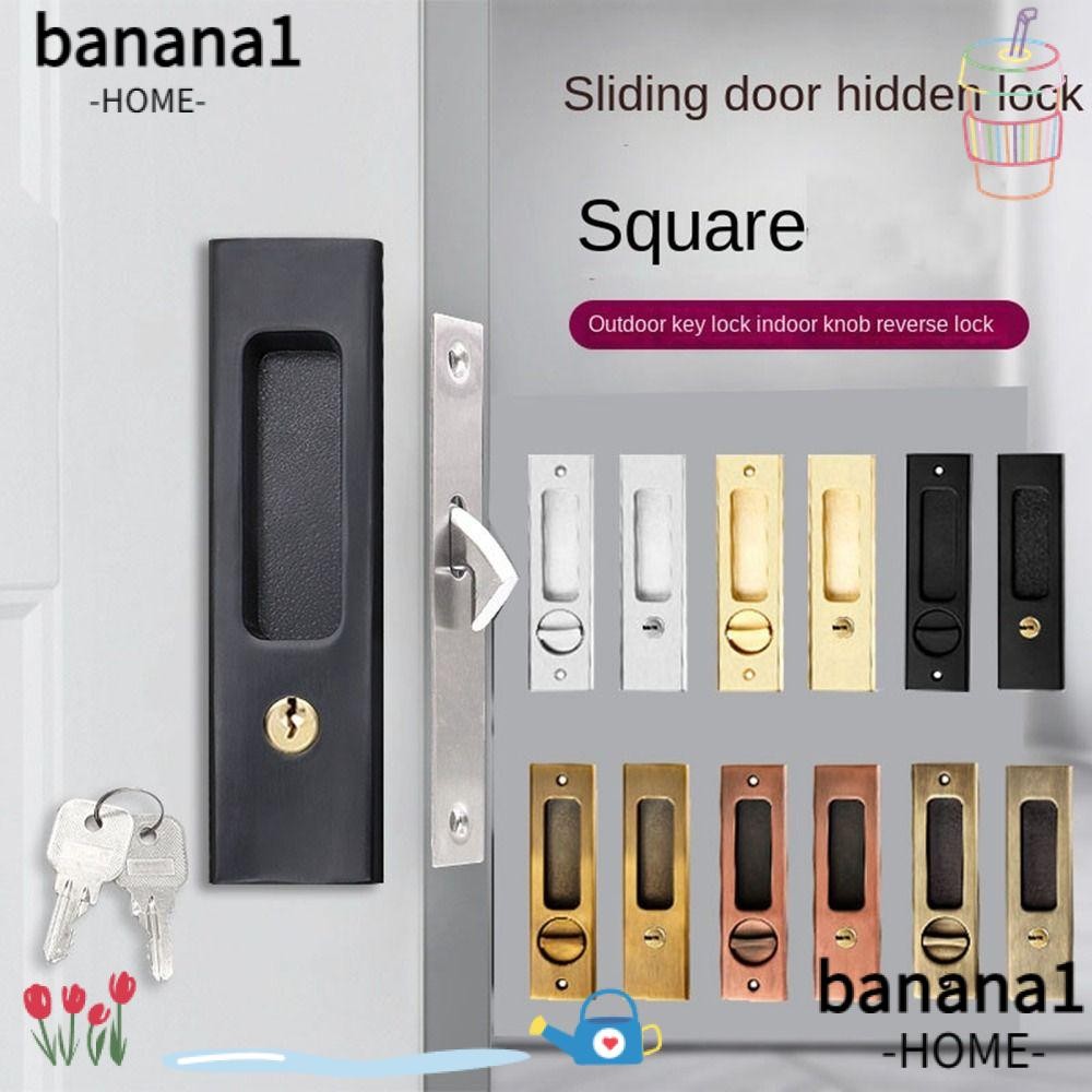 BANANA1 Door Pull Lock, Hidde Anti-theft Sliding Door Lock, Interior ...