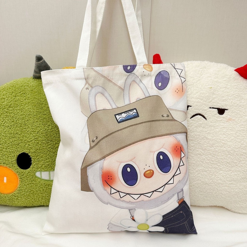 Labubu Canvas Bag Cute Labubu daily bag Student bag Tote bag Casual ...