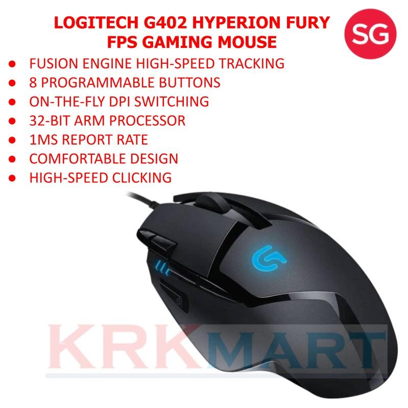 Logitech G402 Hyperion Fury FPS Wired Gaming Mouse, 500 IPS, 8 ...