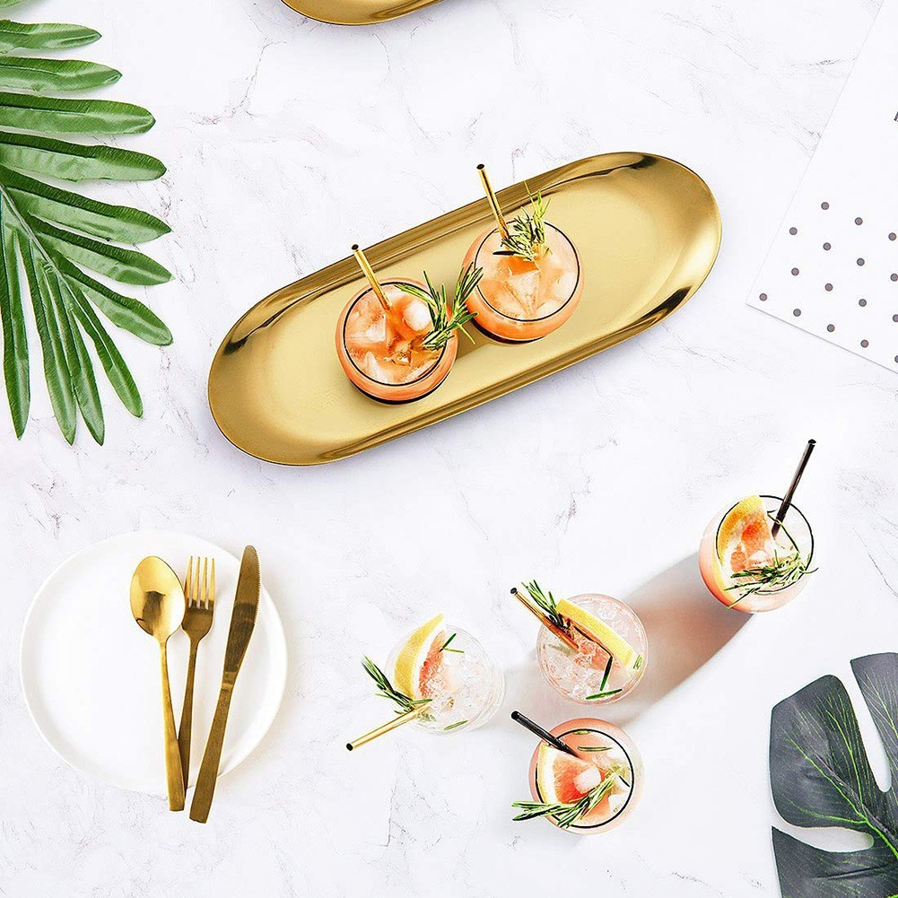 ⭐ Hot selling ⭐ Oval stainless steel tray Storage tray tea fruit tray ...