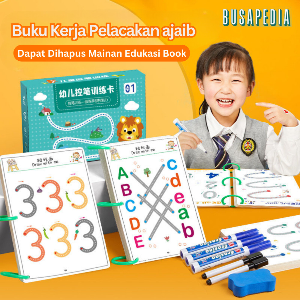 Children's Magic Tracing Workbook with Erasable Pen Control Educational ...