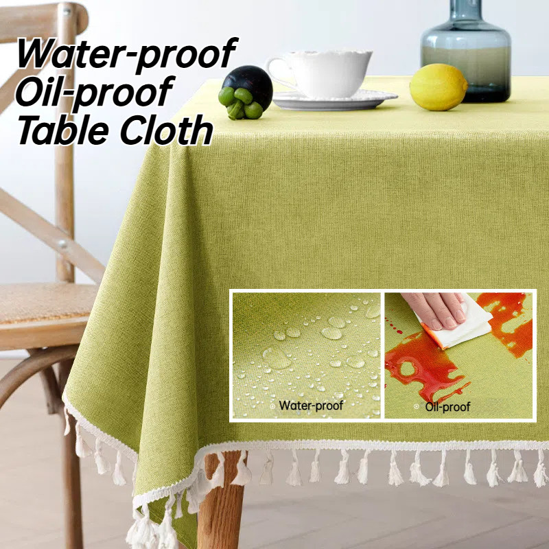 Aesthetic Tablecloth with Tassel, Easy Clean Rectangular Coffee Dining ...