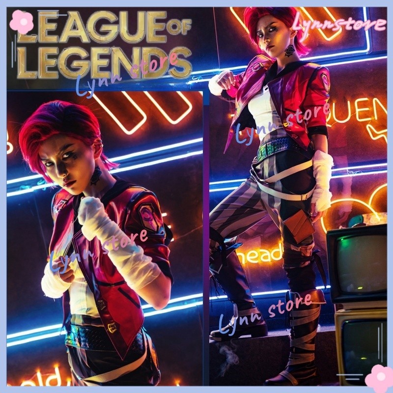 League of Legends Cosplay Costume LOL Arcane VI Cosplay Uniform Wig Set ...