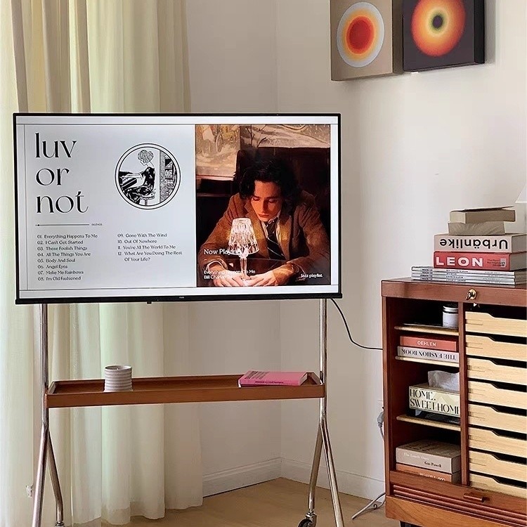 Light Luxury Stainless Steel Trolley with Wheels Screen Rack Simple ...