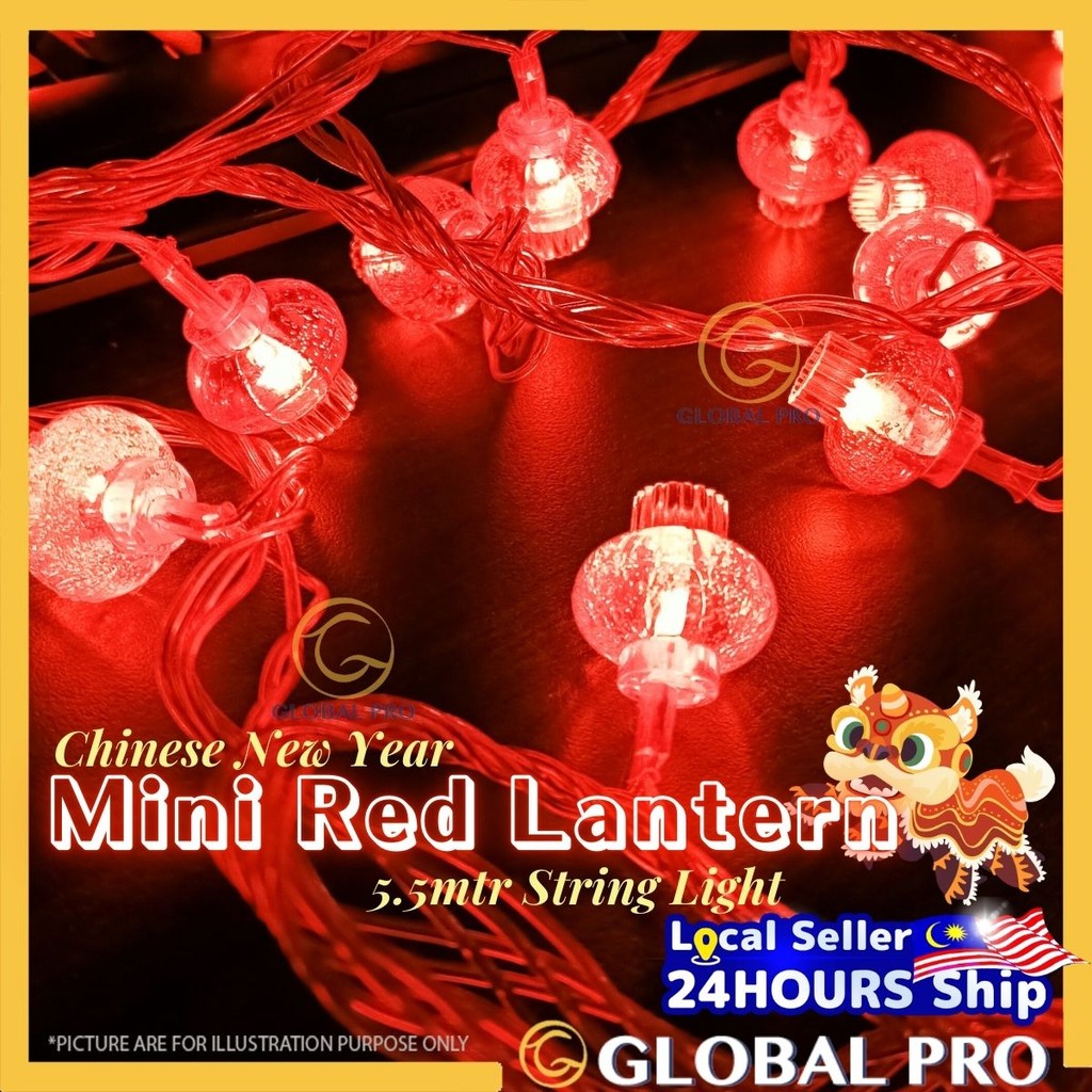 32L MINI RED Lantern CNY String Light Waterproof String Light CNY ...