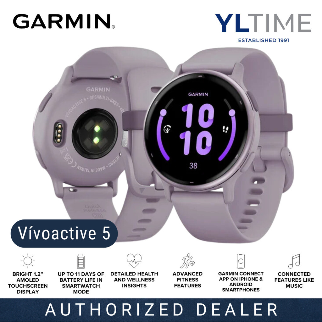 Garmin Vivoactive 5 Orchid - AMOLED GPS Smartwatch with All-day Health Monitoring and Music ...