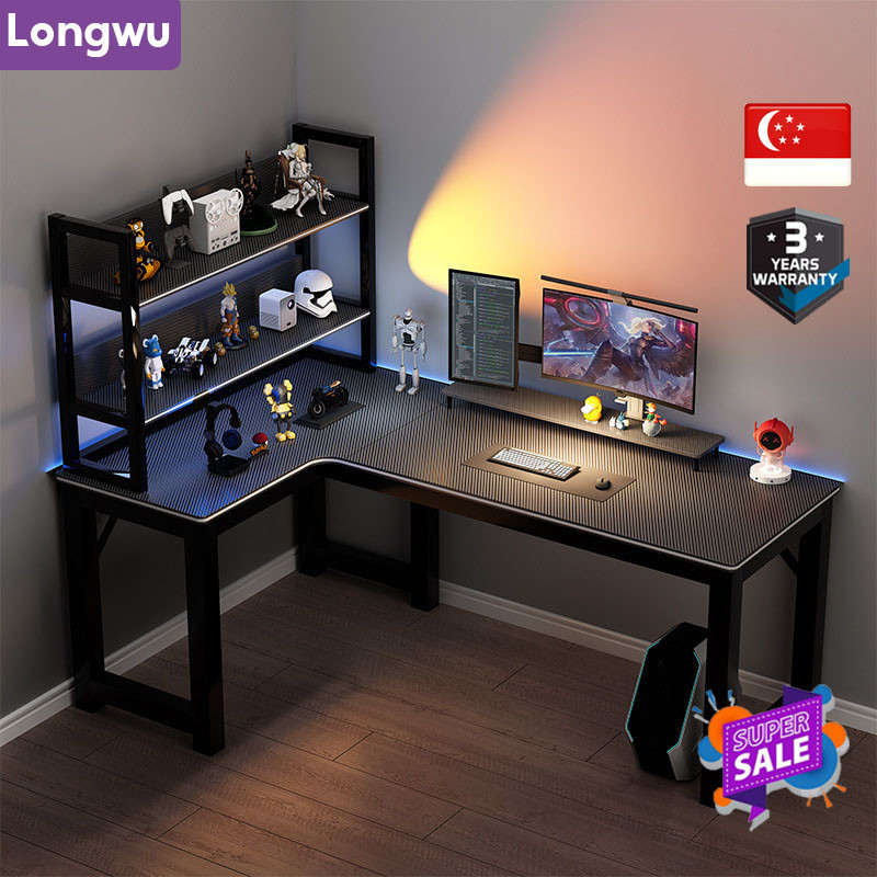 Longwu [ SG ]Corner L Shape Computer Table Organizer Gaming Table ...