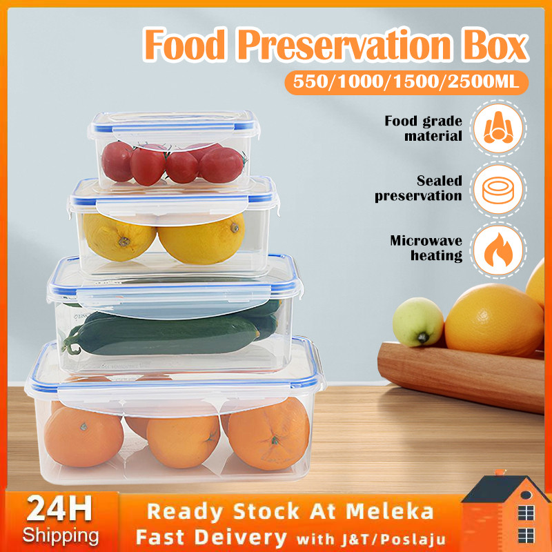 Transparent Food Storage Box Fruit Vege Container Plastic Fridge Airtight Food Container Bekas ...