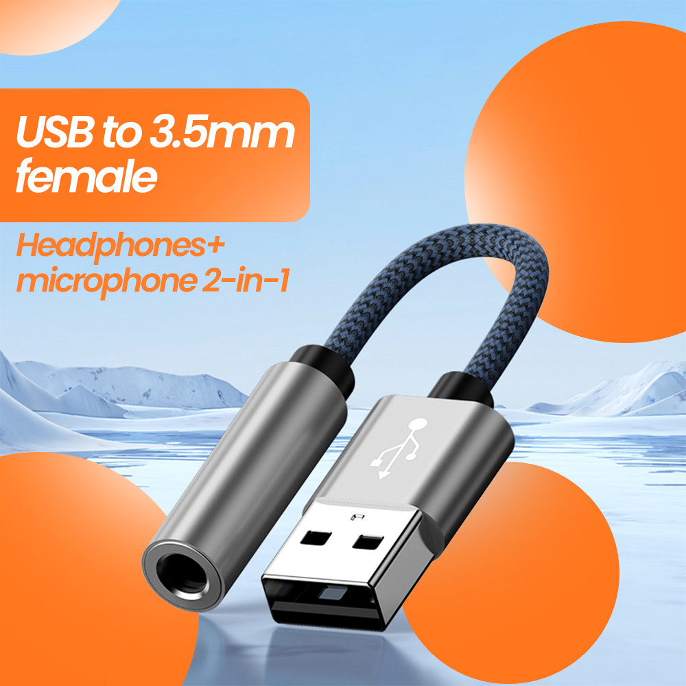 USB to 3.5mm Audio Jack Adapter USB to Jack Aux Cable Headset USB A to ...